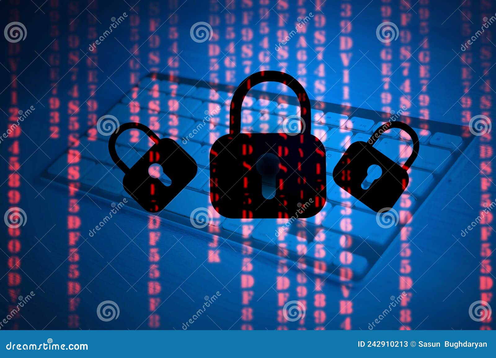 Text and Padlock on Keyboard Background Stock Illustration ...