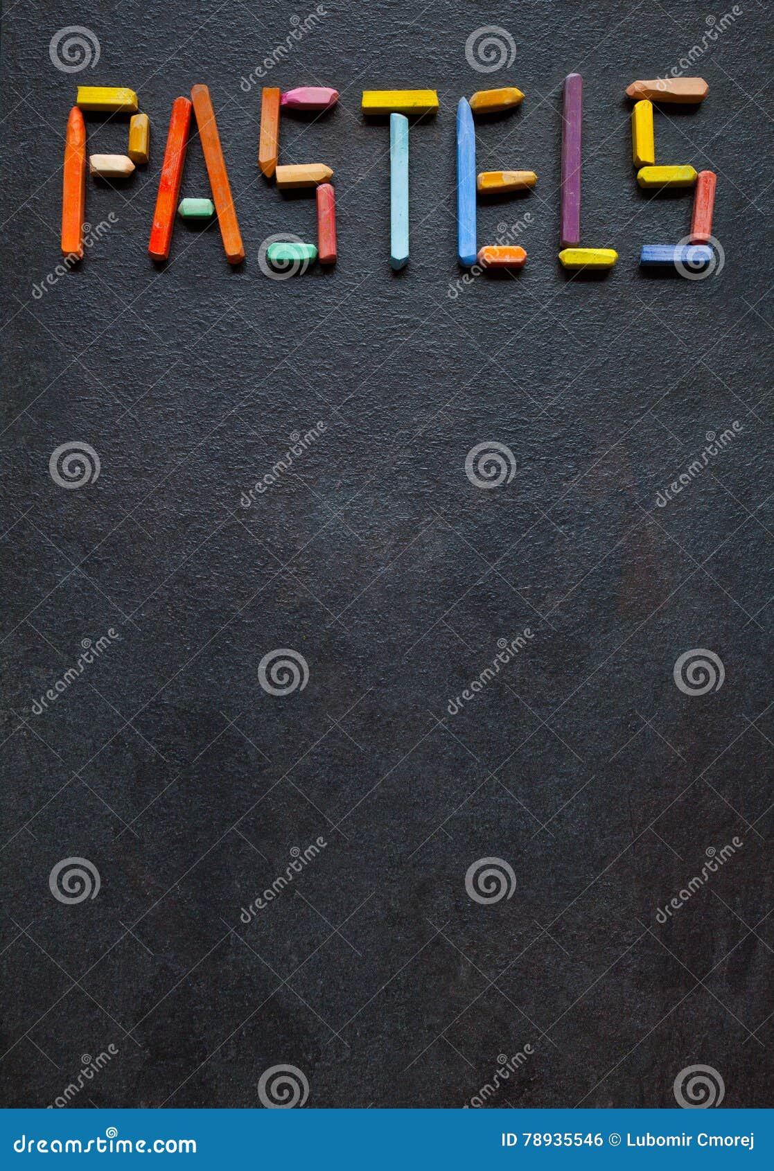 Text "Pastels" Created with Oil Pastels on Slate Stock Photo - Image of ...