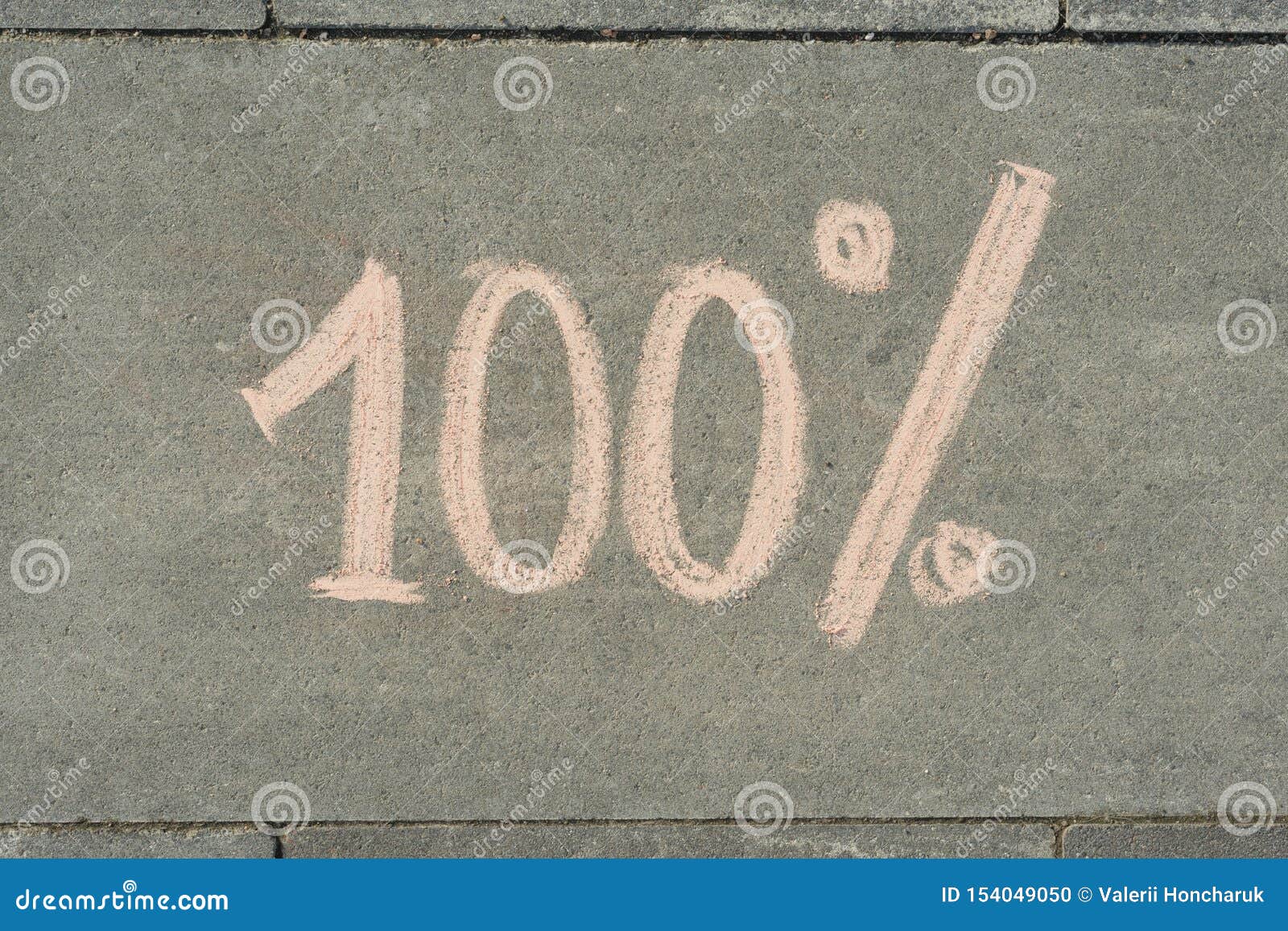 Text 100 Percent Written on Grey Sidewalk Stock Photo - Image of girl ...