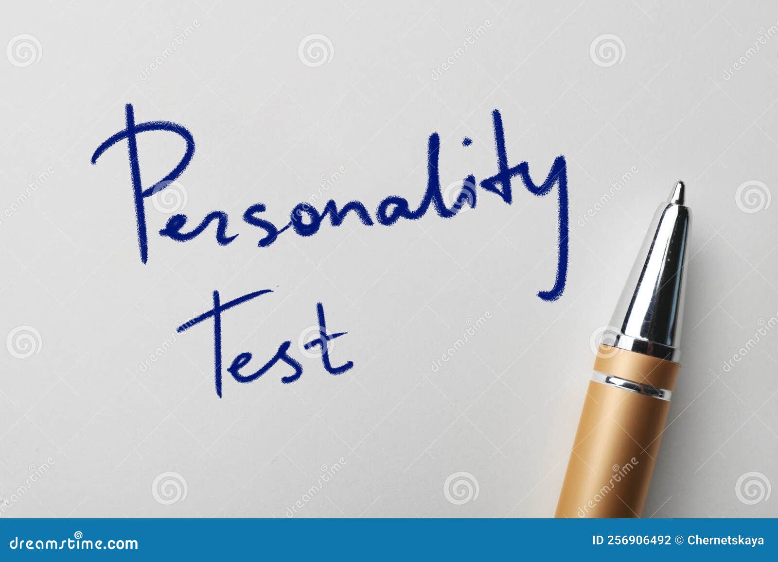 Text Personality Test and Pen on White Paper, Top View Stock Photo ...