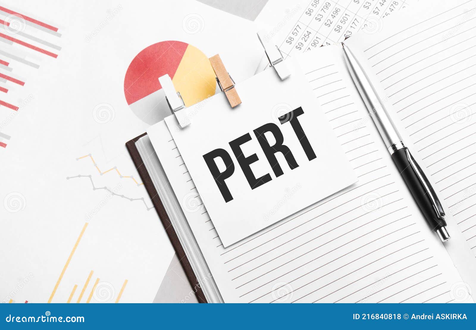 Text Pert on Stickers on the Diary with Office Tools Stock Photo ...