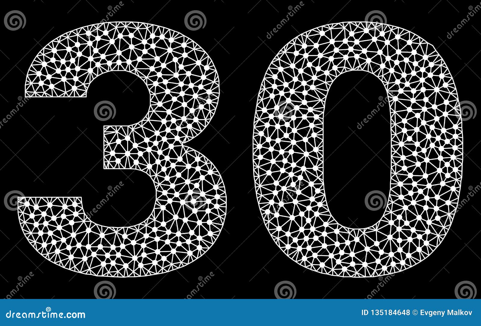 30 Text in Polygonal Mesh Style Stock Vector - Illustration of count ...