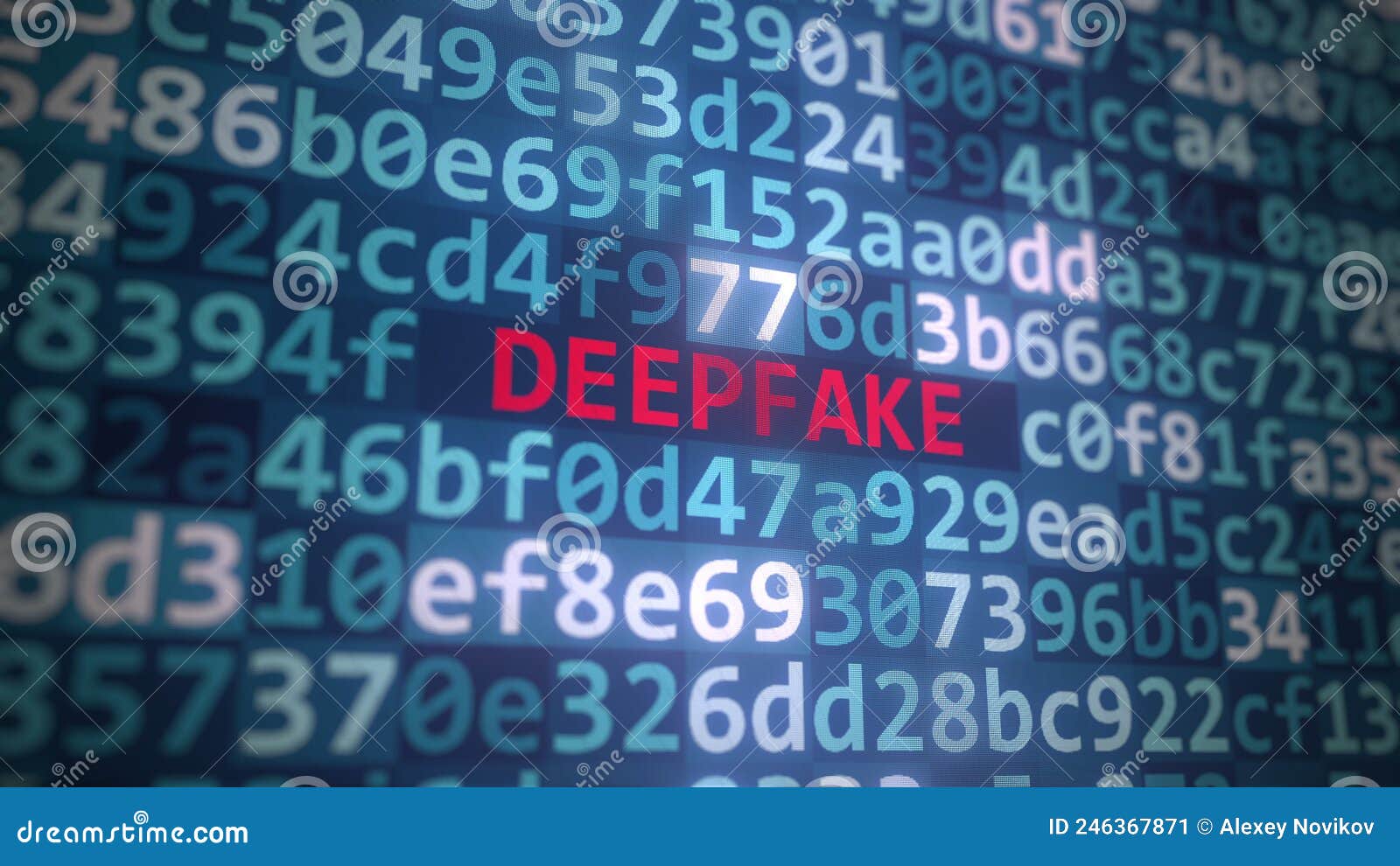 Code and DEEPFAKE Text on the Computer Display. 3D Rendering Stock ...