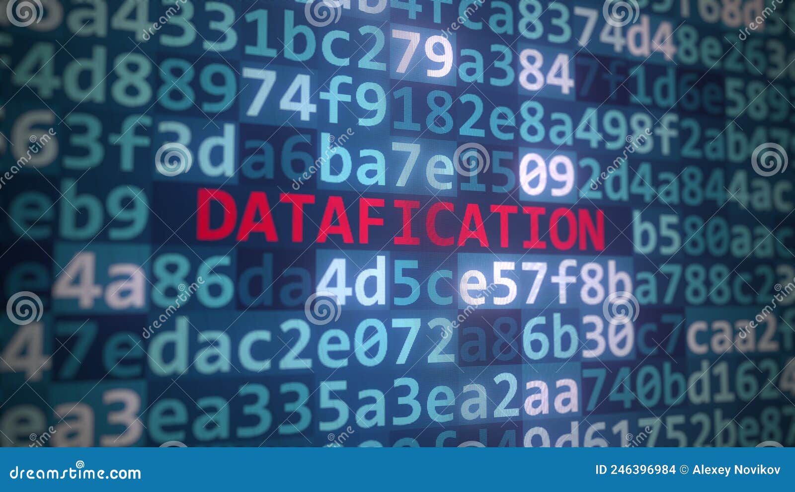 DATAFICATION Text and Source Code on the Computer Monitor, 3D Rendering ...