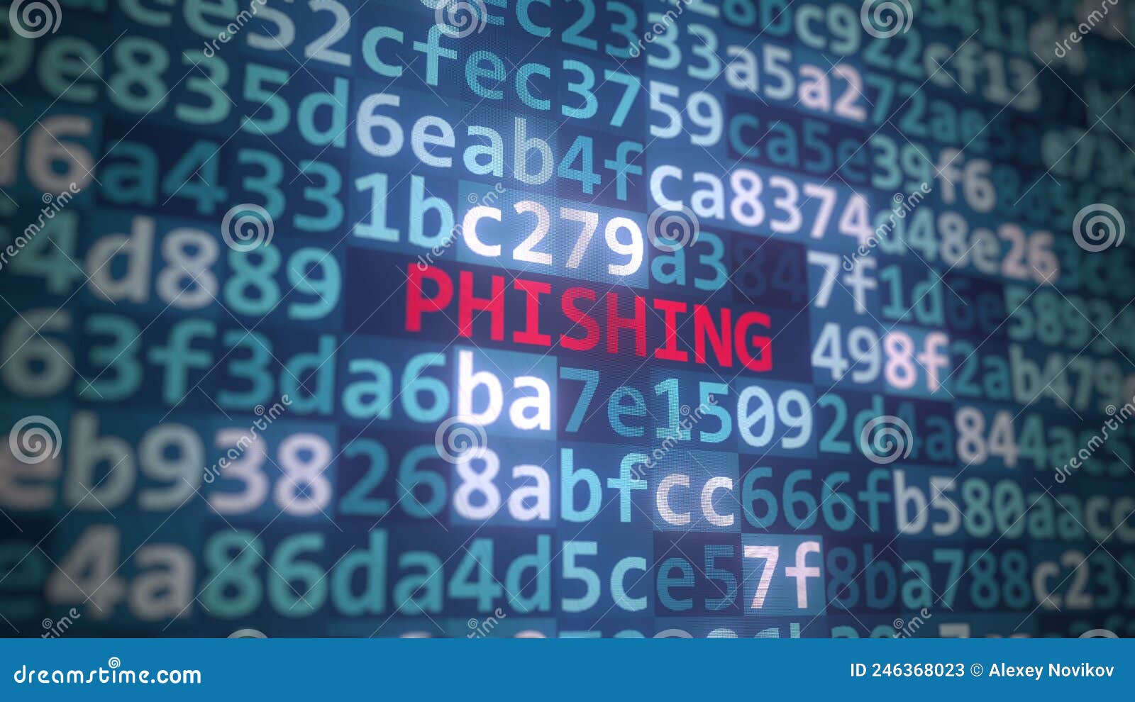 PHISHING Text and Source Code on the Computer Monitor, 3D Rendering Stock Illustration ...