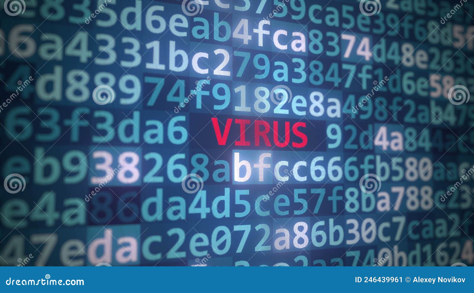 VIRUS Text and Source Code on the Computer Monitor, 3D Rendering Stock ...