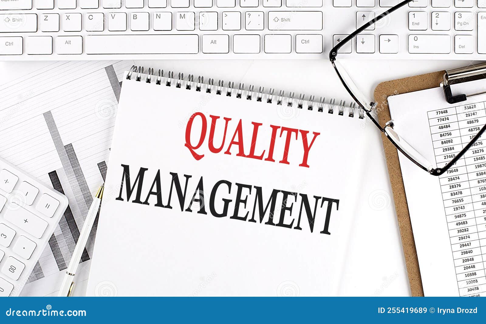 Text QUALITY MANAGEMENT on Office Desk Table with Keyboard, Notepad and ...