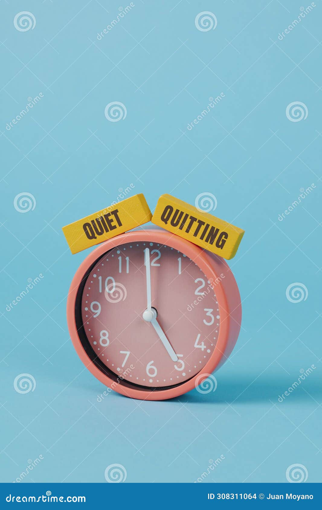 Text Quiet Quitting and Pink Clock Stock Photo - Image of quitting ...