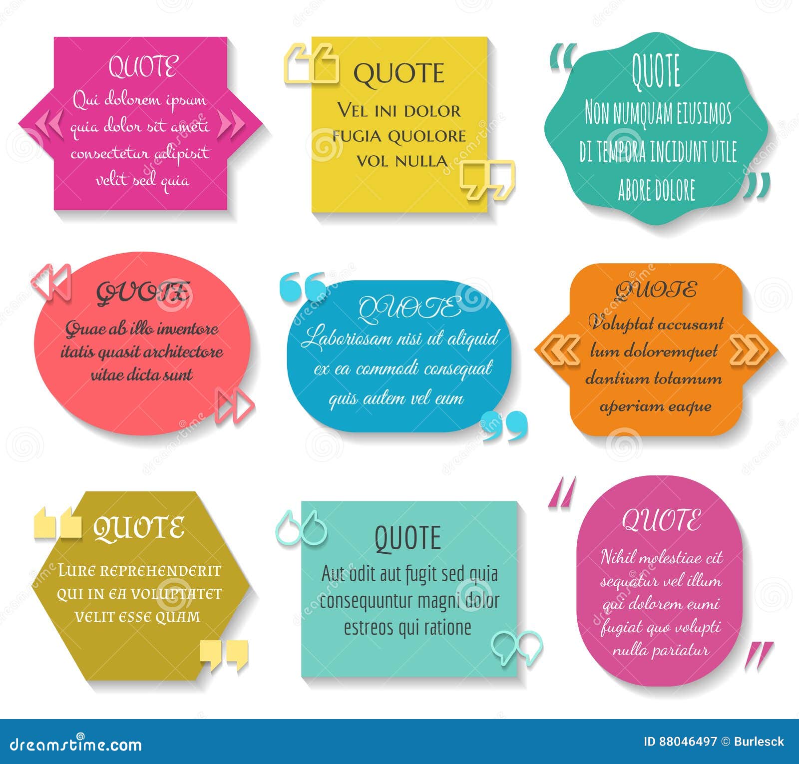 Text Quotes Box Set. Vector Texting Quote Sentence Colored Elements ...
