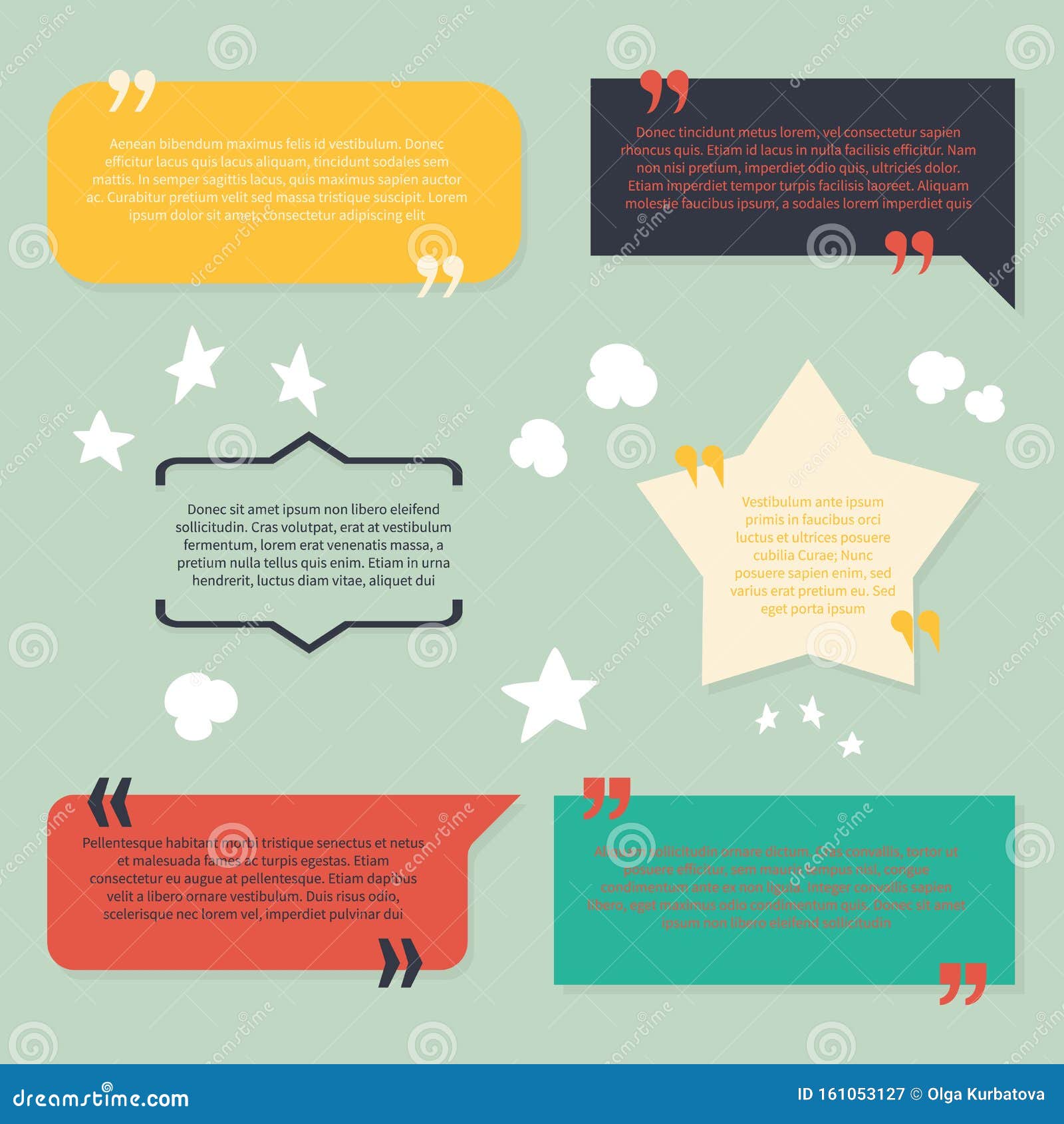 Text and Quotes Boxes. Design Frame Elements Texting Review Information ...