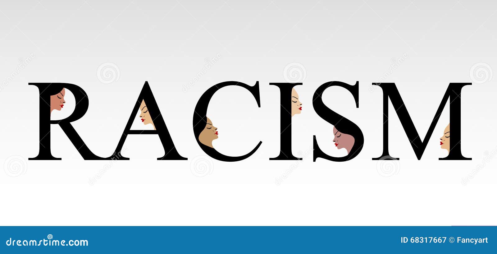 Text racism with faces stock vector. Illustration of beauty - 68317667