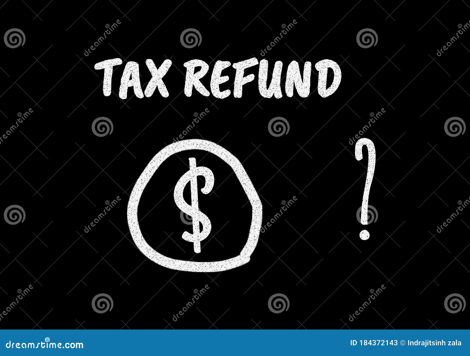 Text Refund Handwriting Text with Dollar Sign on Black Chalkboard Stock ...