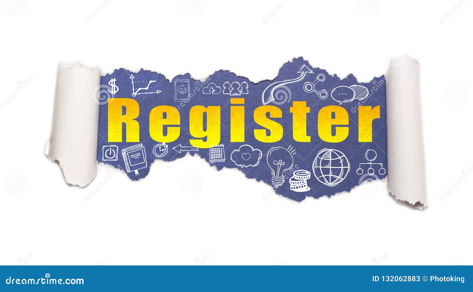 The Text Register Behind Torn White Paper Stock Image - Image of ...