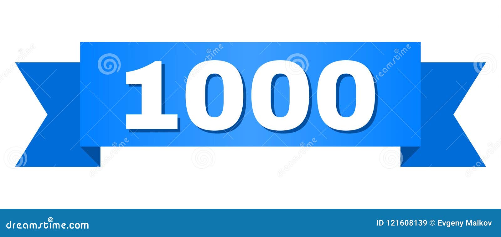 Blue Ribbon with 1000 Text stock illustration. Illustration of level ...