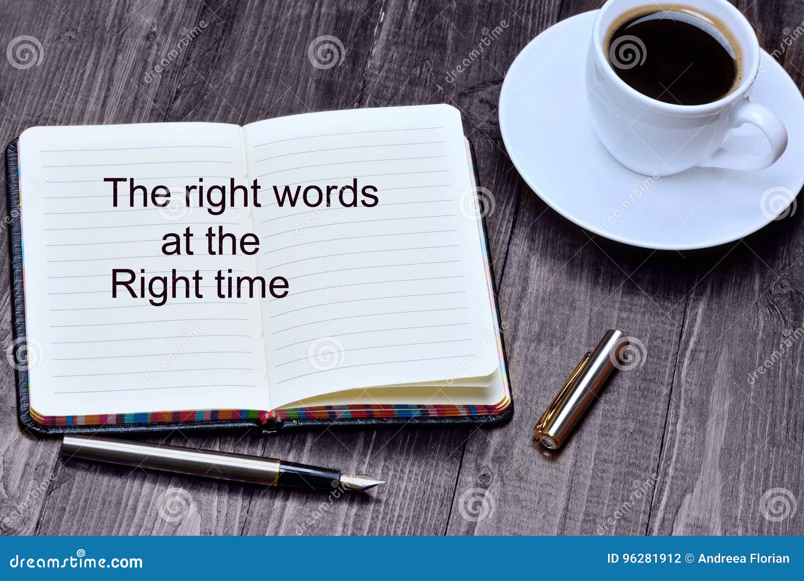 Text the Right Words at the Right Time on Notebook Stock Photo - Image ...