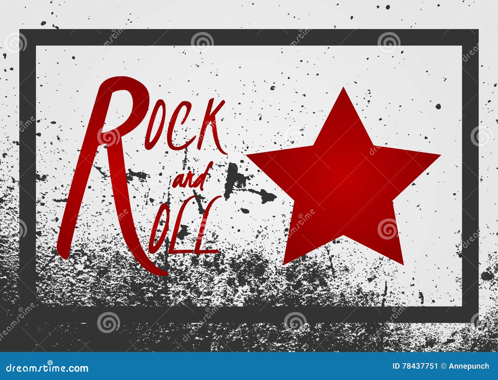 Text Rock and Roll, Star Sign. Background Grunge Texture with Fr Stock ...