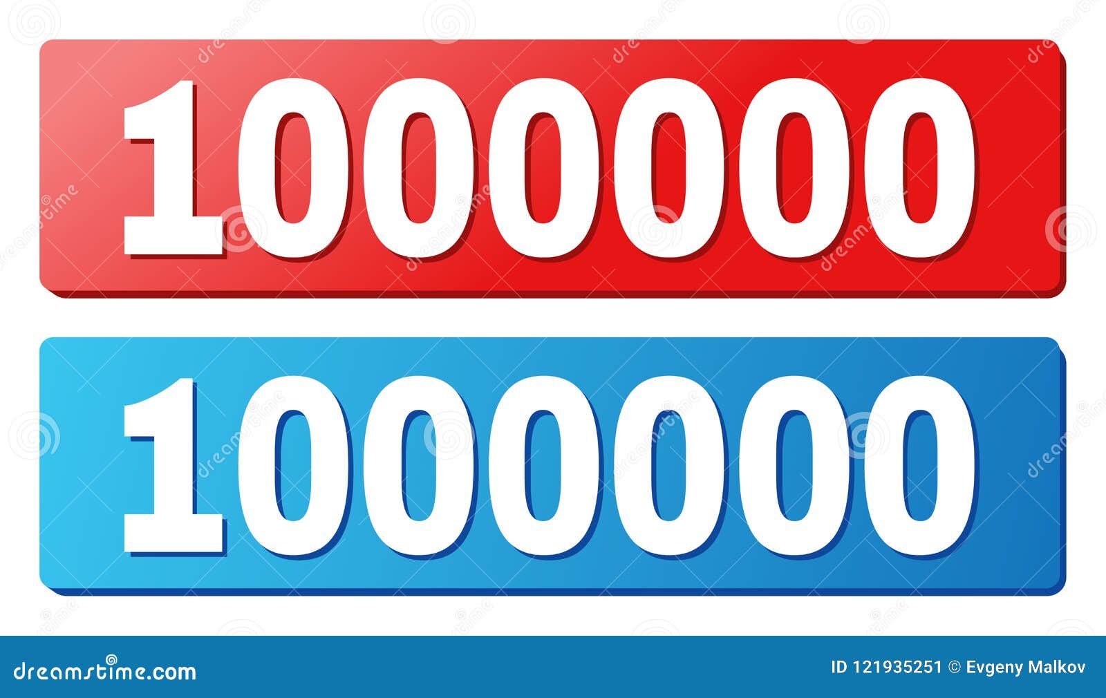 1000000 Caption on Blue and Red Rectangle Buttons Stock Vector ...