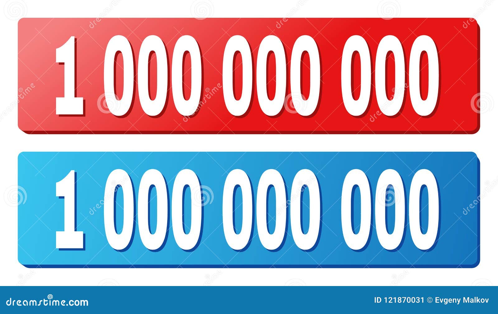 1 000 000 000 Title on Blue and Red Rectangle Buttons Stock Vector ...