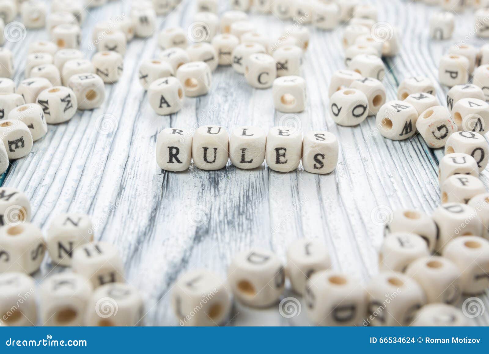 Text of RULES on Cubes. Wooden ABc Stock Photo - Image of guide ...