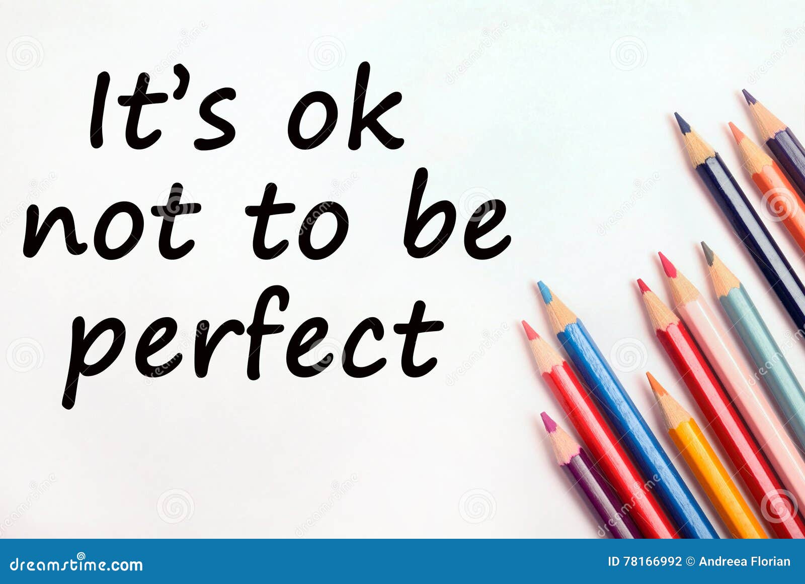Text it S Ok Not To Be Perfect Stock Photo - Image of palette, pencil ...