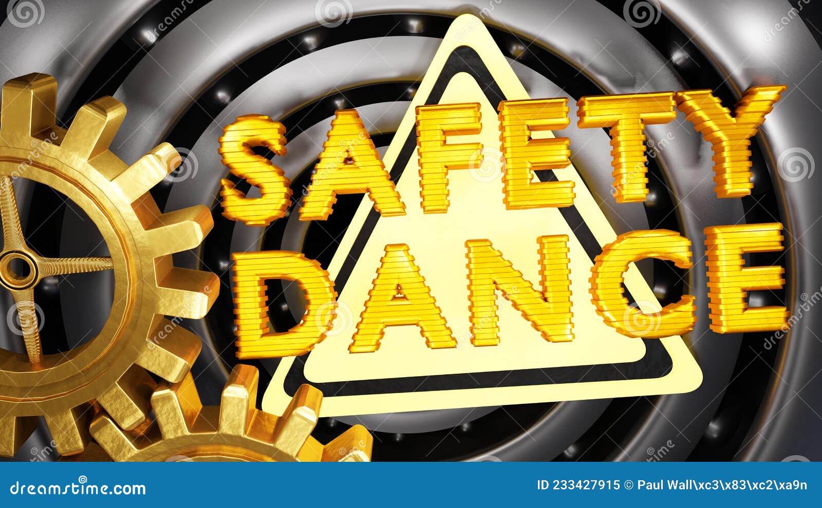 Text `SAFETY DANCE`, Warning Sign and Cog Wheels. Stock Illustration ...