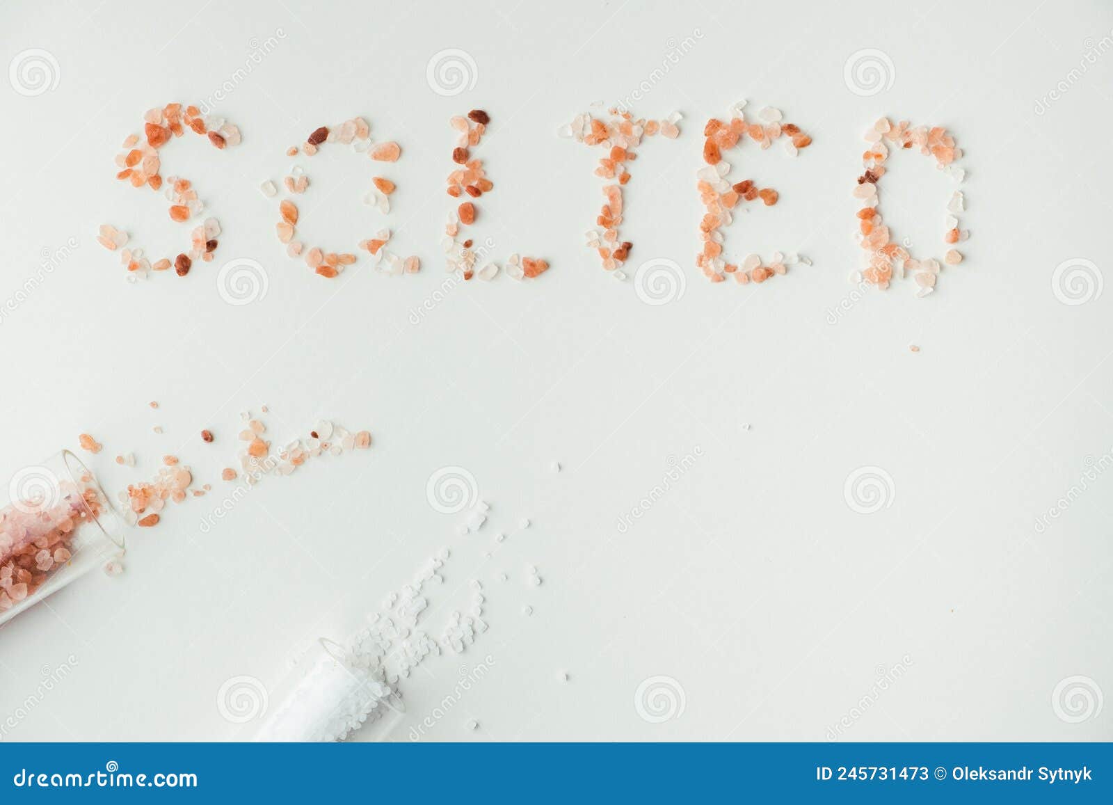Text Salted Made of Sea Salt and Pink Himalayan Salt Stock Image ...