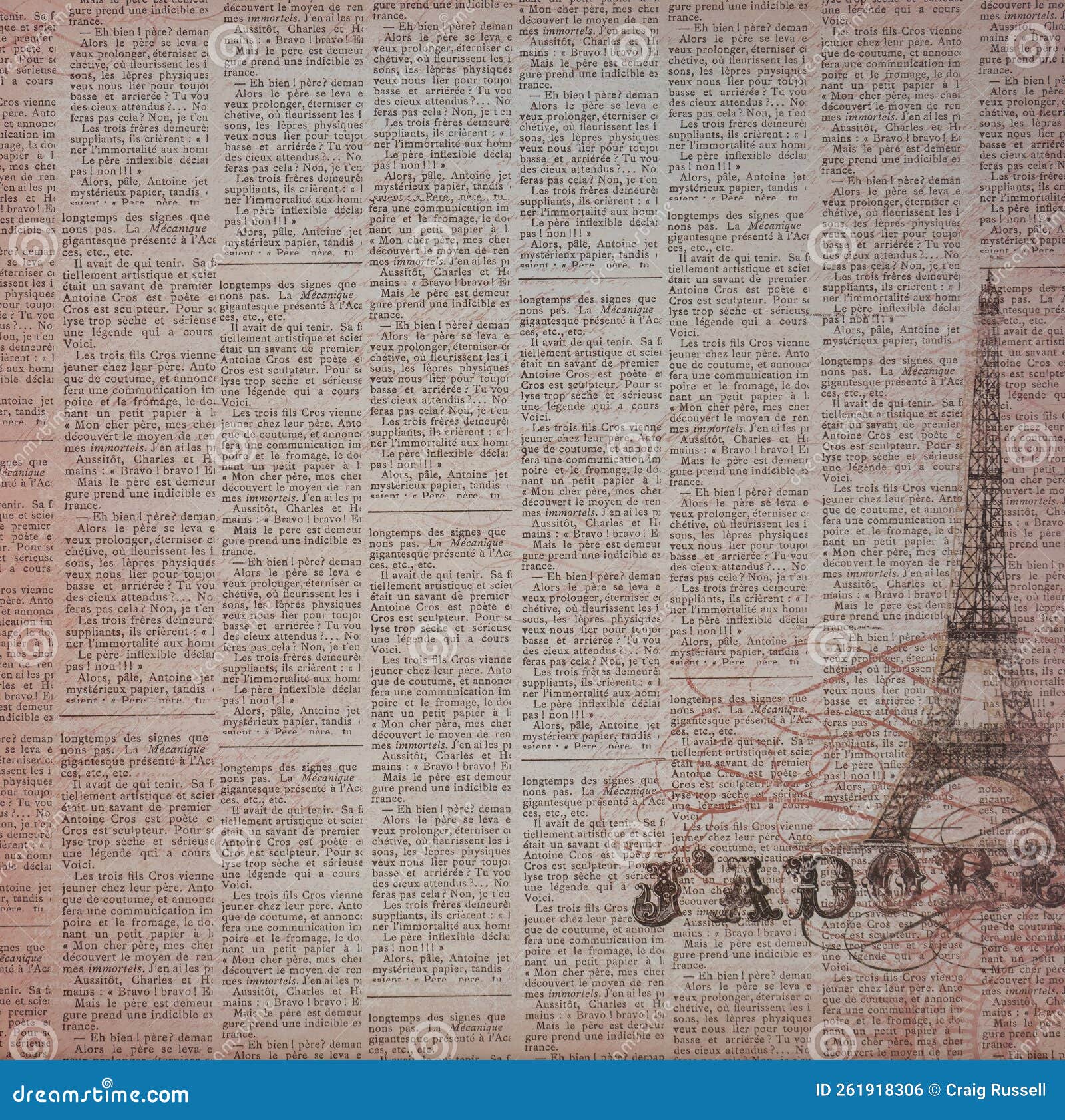 Text Script Based Background with French Theme Stock Photo - Image of ...