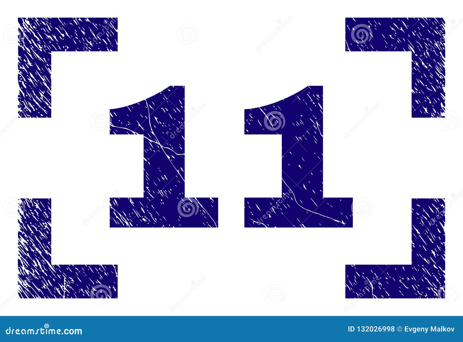 Scratched Textured 11 Stamp Seal Inside Corners Stock Vector