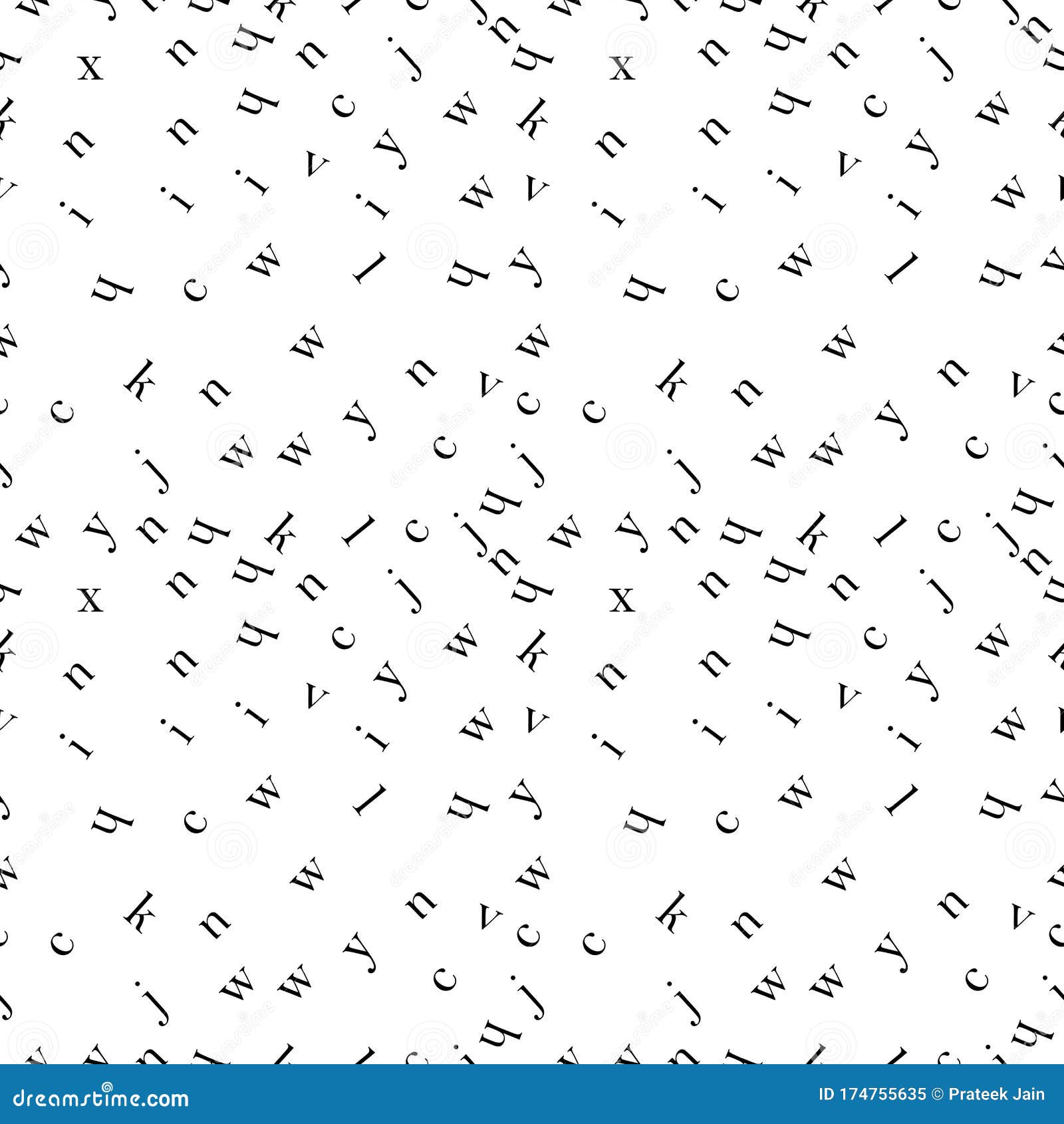 Text Seamless Pattern with Words.Seamless Vector Black on White Letters ...