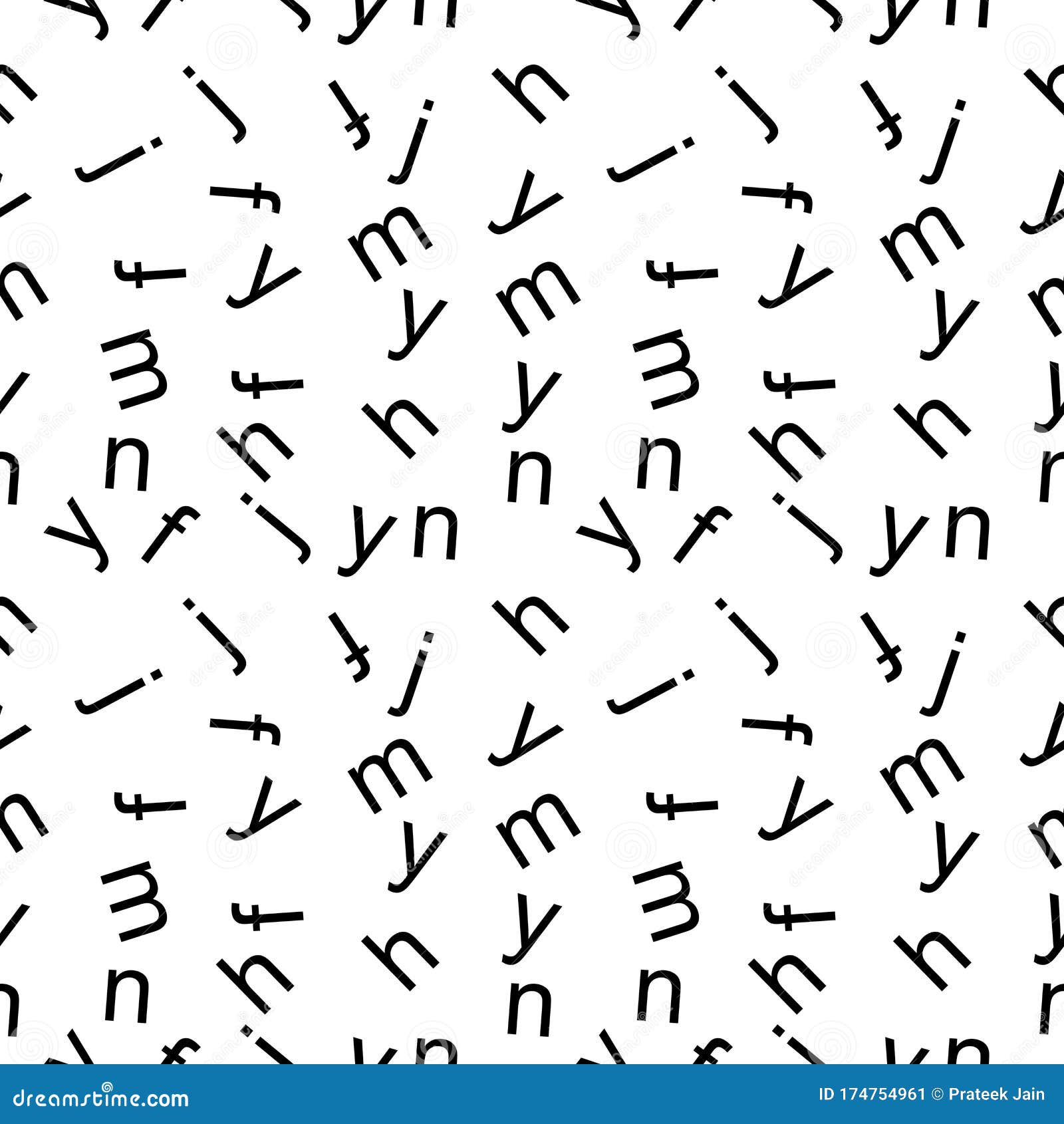 Text Seamless Pattern with Words.Seamless Vector Black on White Letters ...