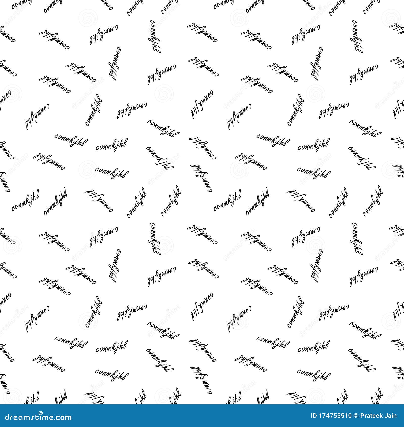 Text Seamless Pattern with Words.Seamless Vector Black on White Letters ...