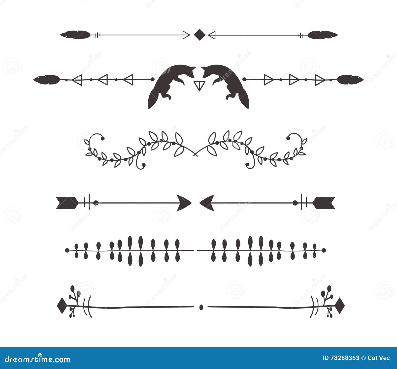 Text Separators Deccoration Vector Set. Stock Vector - Illustration of ...
