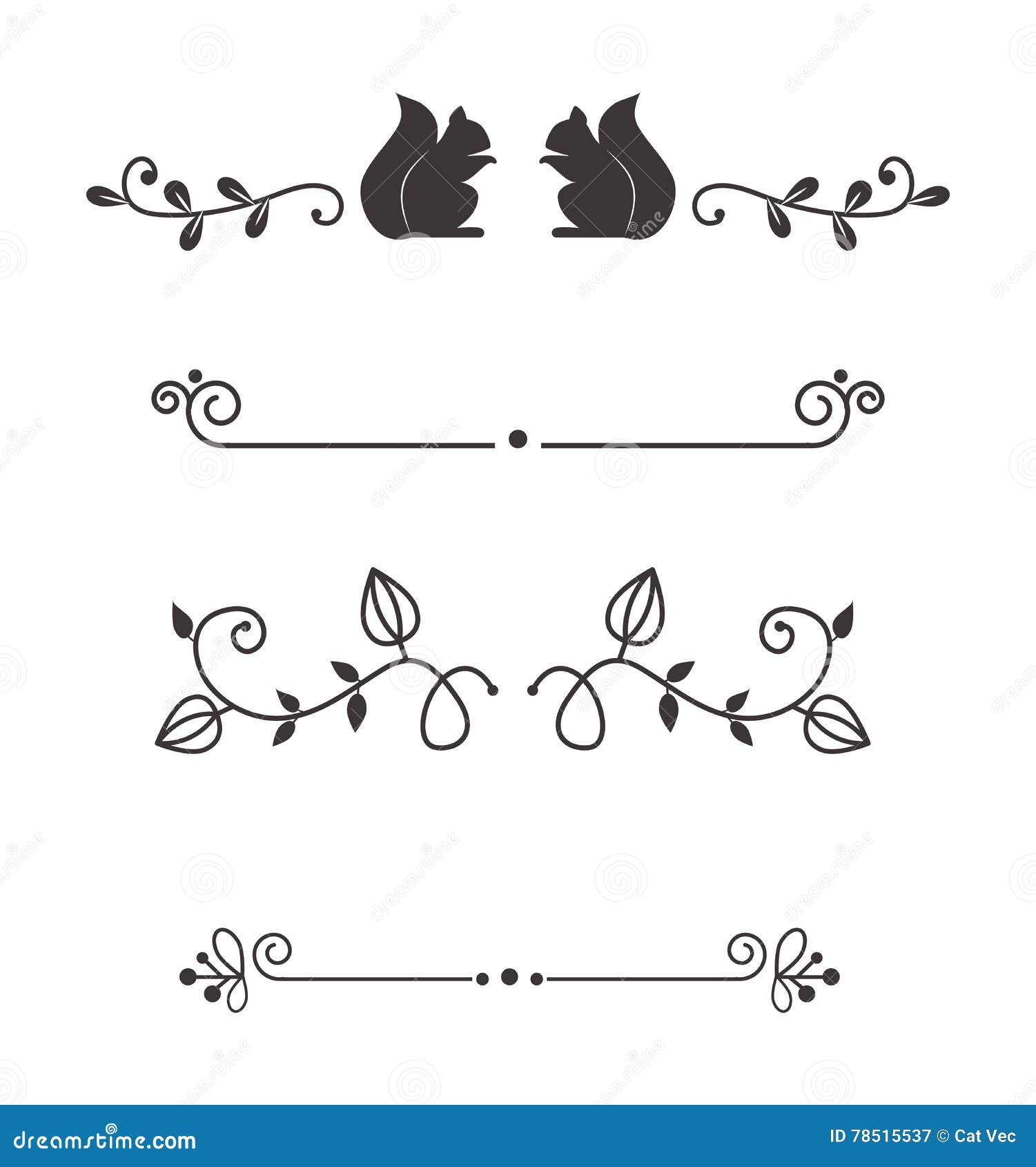 Text Separators Deccoration Vector Set. Stock Vector - Illustration of ...