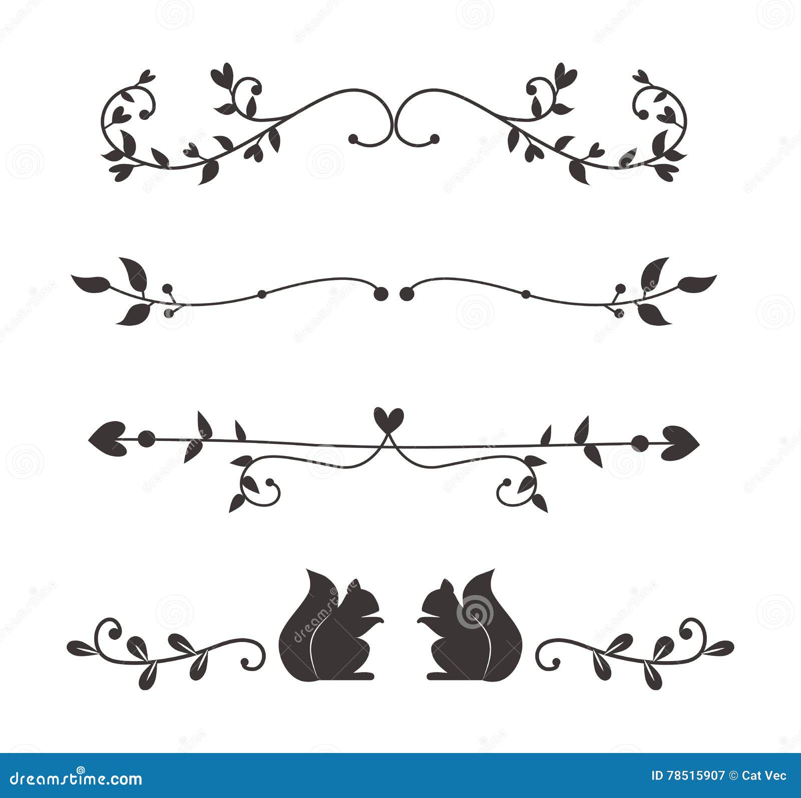 Text Separators Deccoration Vector Set. Stock Vector - Illustration of ...
