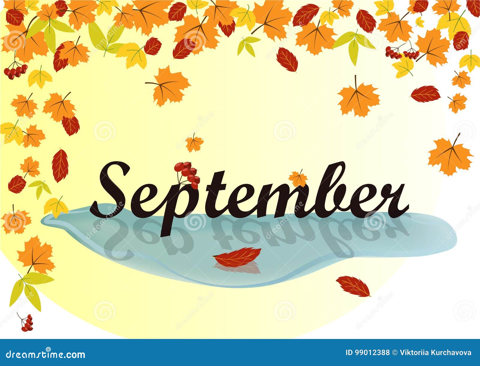 The Text Septamber on a Background of Leaves Stock Vector ...