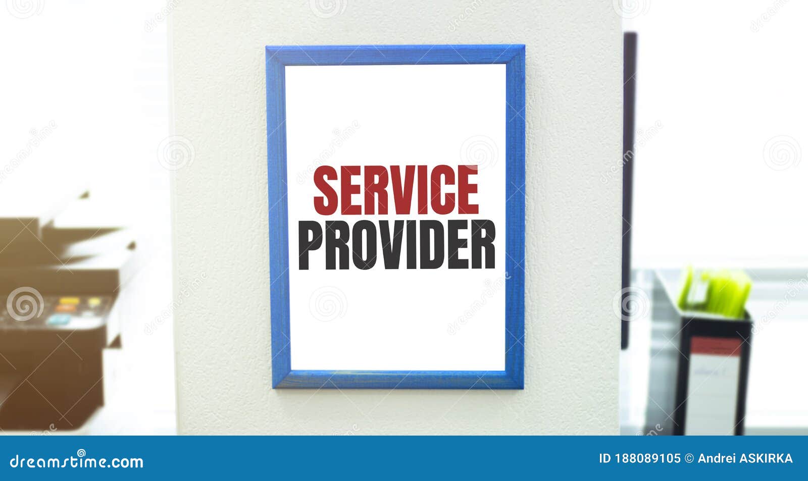 Text SERVICE PROVIDER , Isolated White Background with Printer and ...