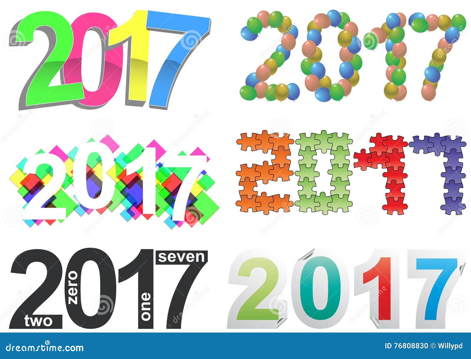 2017 text set stock vector. Illustration of sticker, helium - 76808830