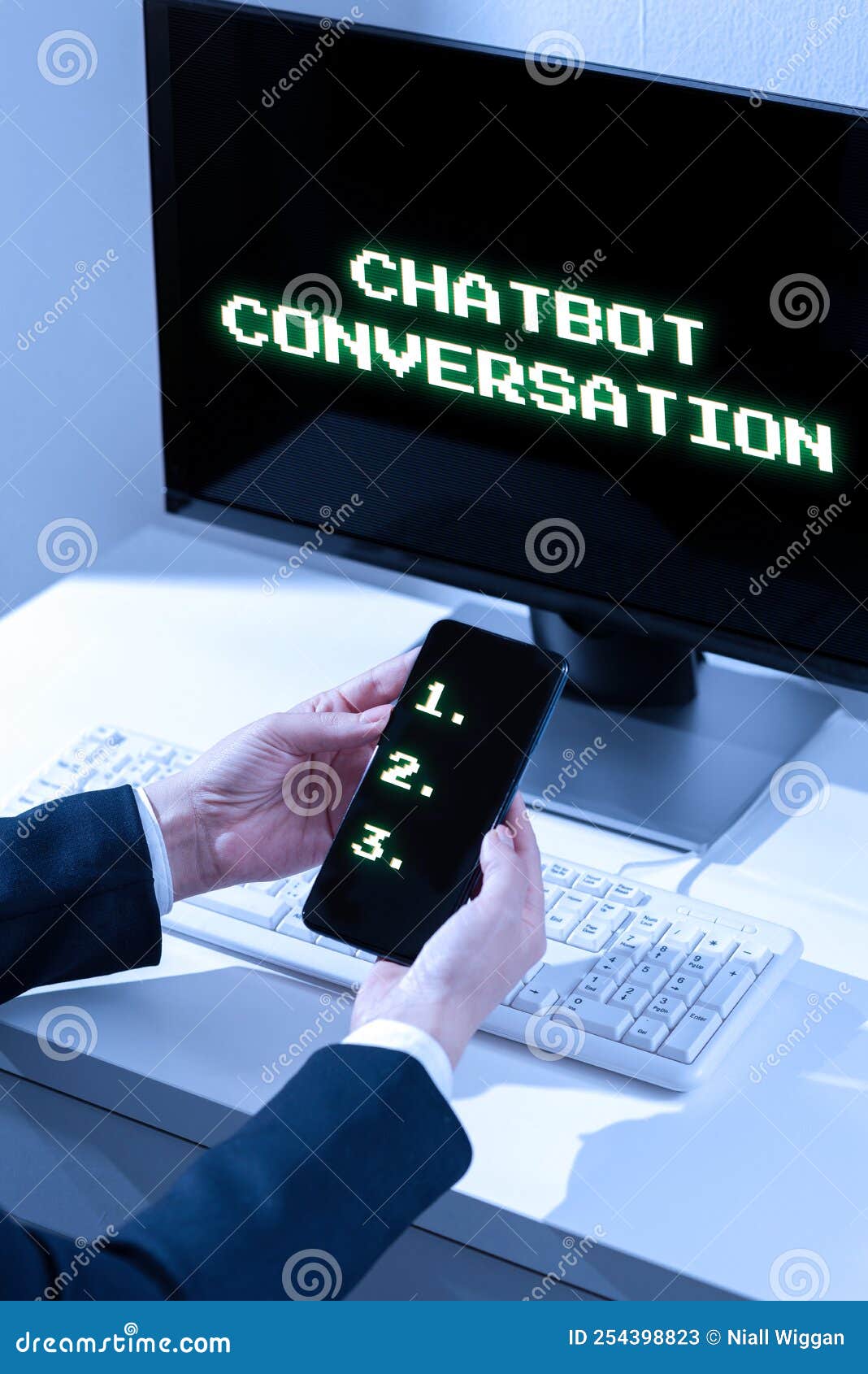 Text Caption Presenting Chatbot Conversation. Business Showcase ...