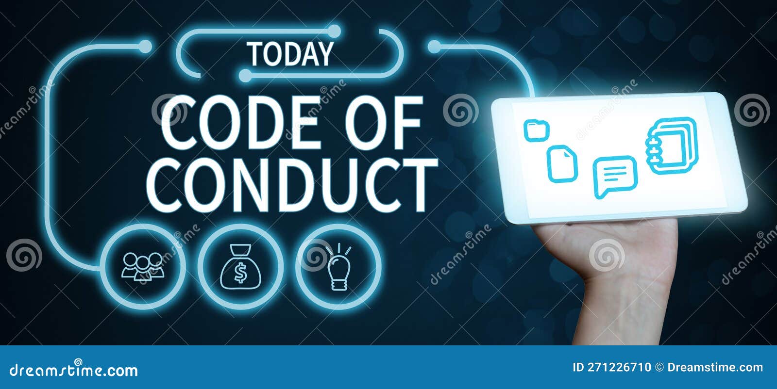 Text Showing Inspiration Code of Conduct. Business Idea Ethics Rules ...