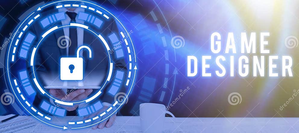 Hand Writing Sign Game Designer. Business Showcase Campaigner Pixel ...