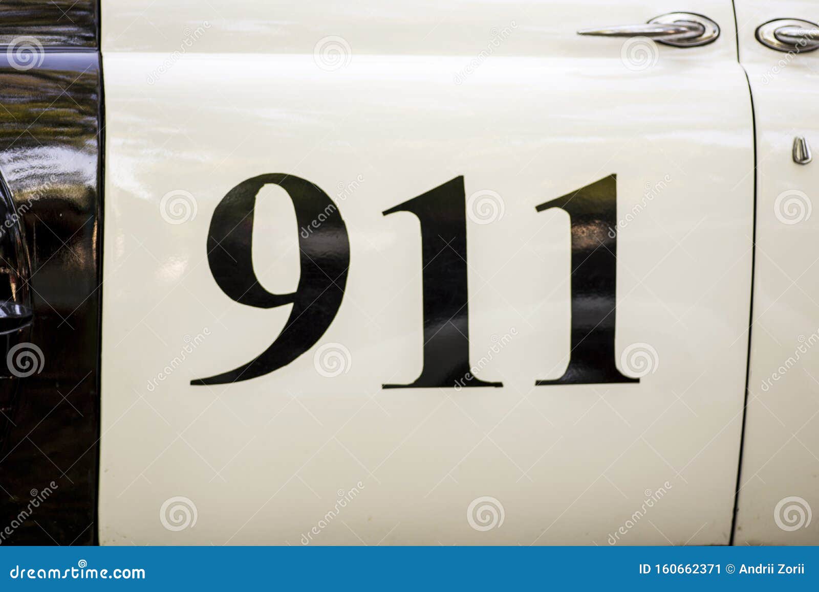 911 Text on Side of a Police Car. 911 Emergency Response Police Car ...