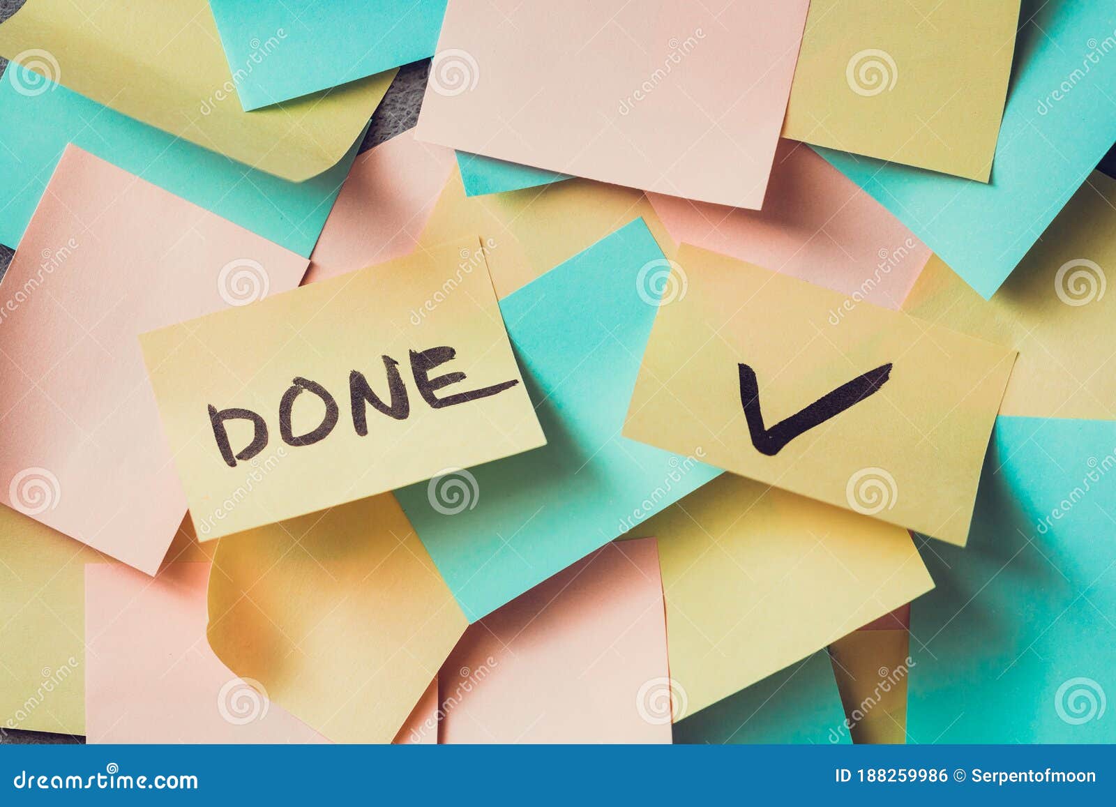 Text Sign Done and Check Mark on a Sticky Note Stock Photo - Image of ...