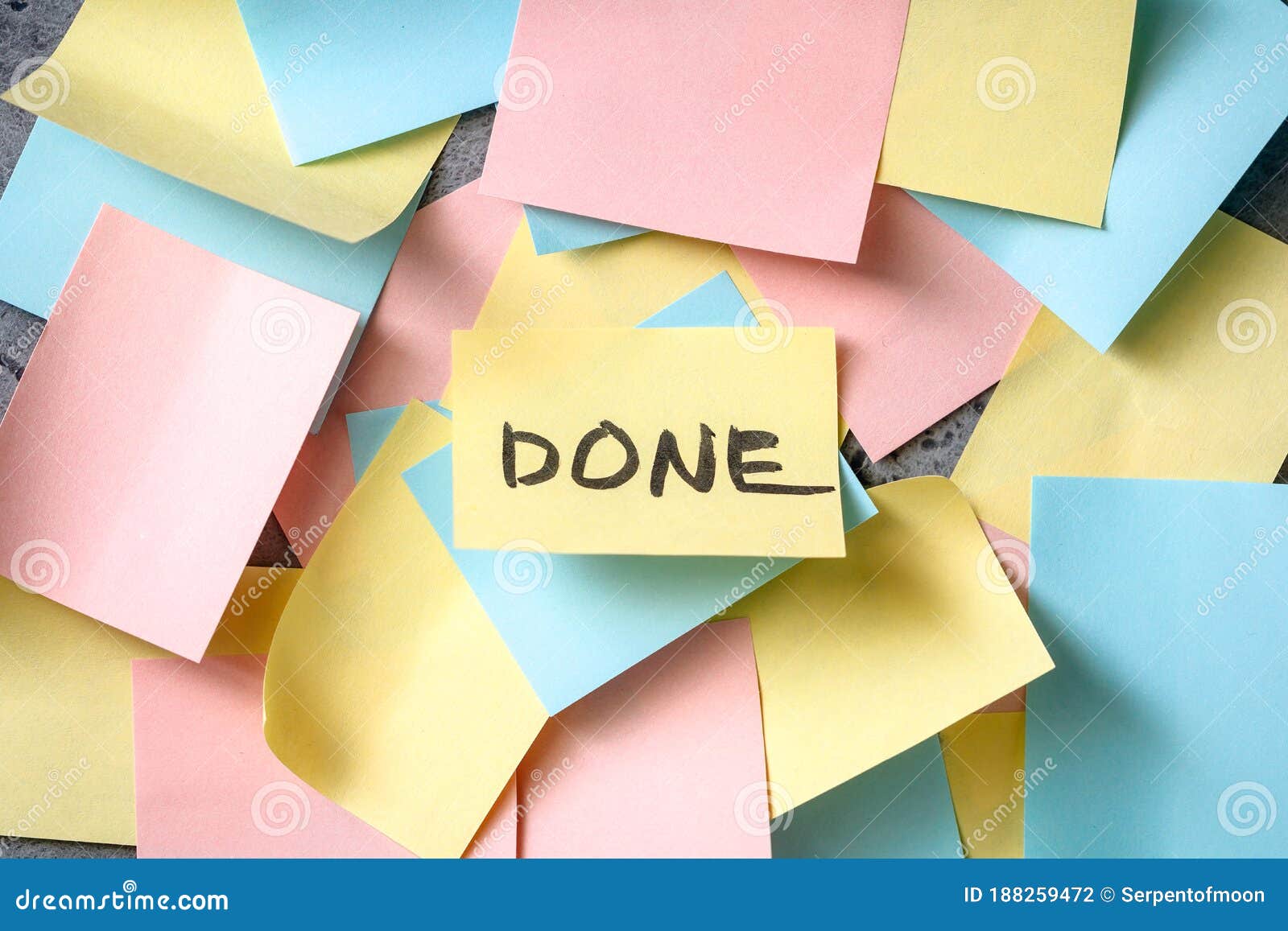 Text Sign Done on a Sticky Note Stock Photo - Image of checklist, list ...