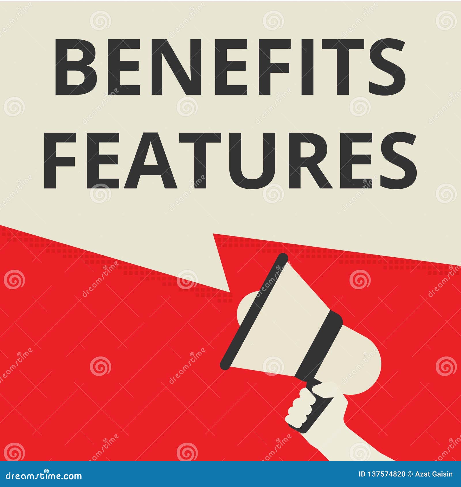 Text Sign Showing Benefits Features Stock Illustration - Illustration ...