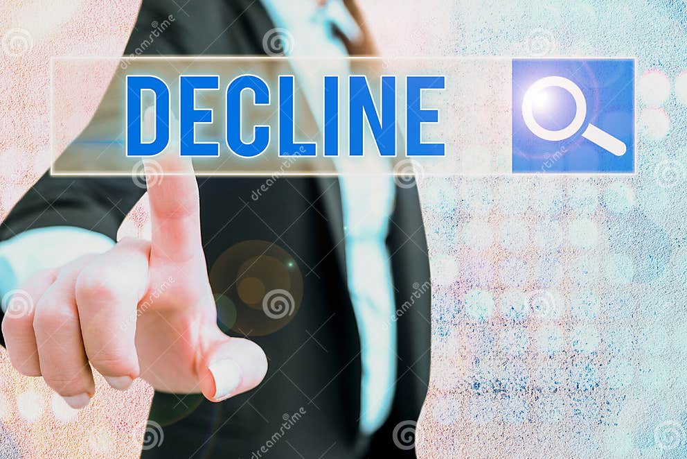 Text Sign Showing Decline. Conceptual Photo Become Smaller Fewer less ...