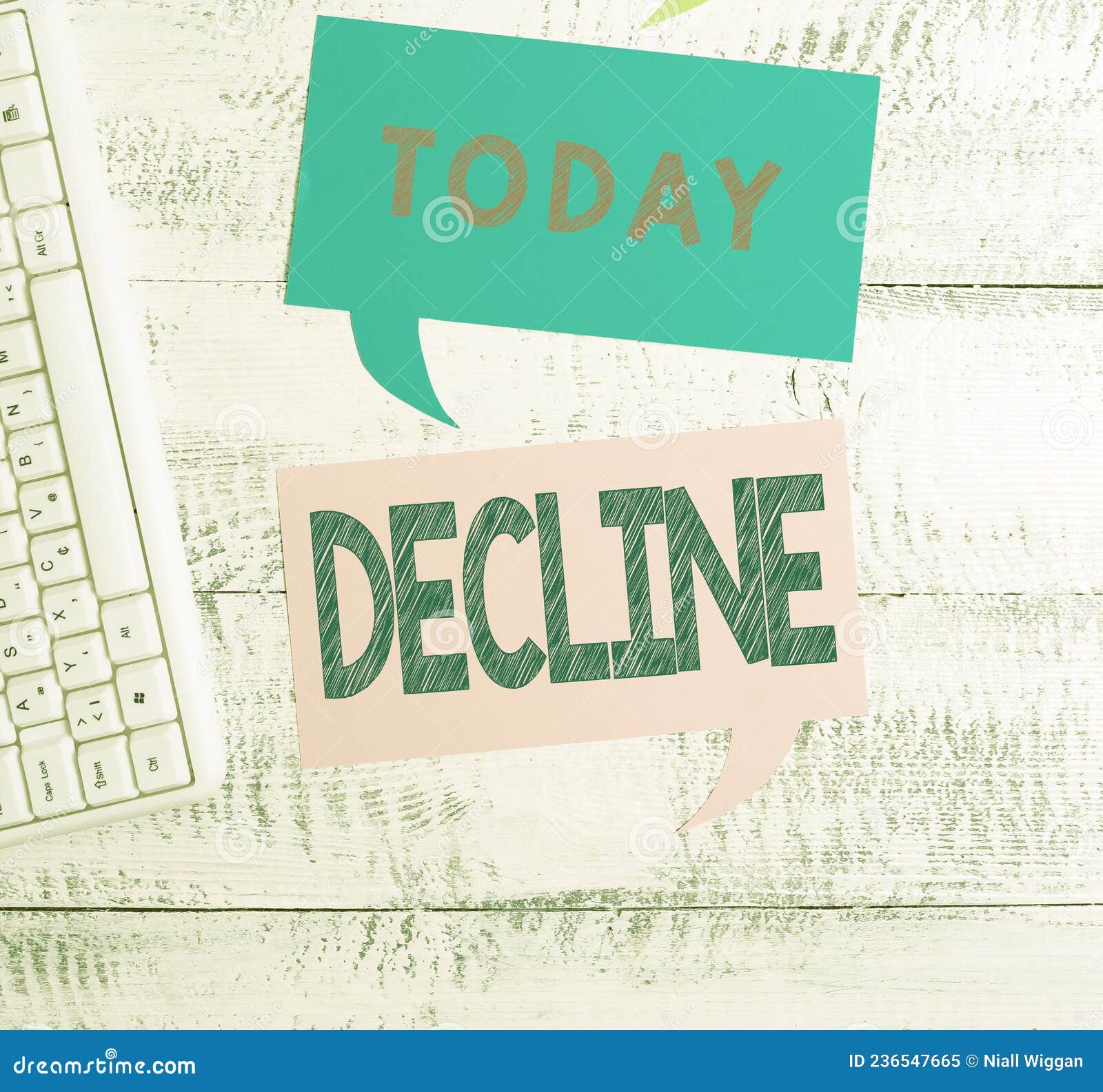 Text Sign Showing Decline. Business Approach Become Smaller Fewer less ...