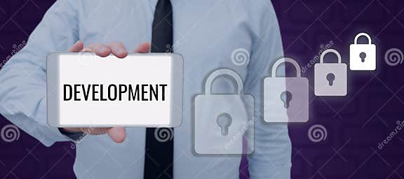 Hand Writing Sign Development. Business Overview a Cycle in Which ...