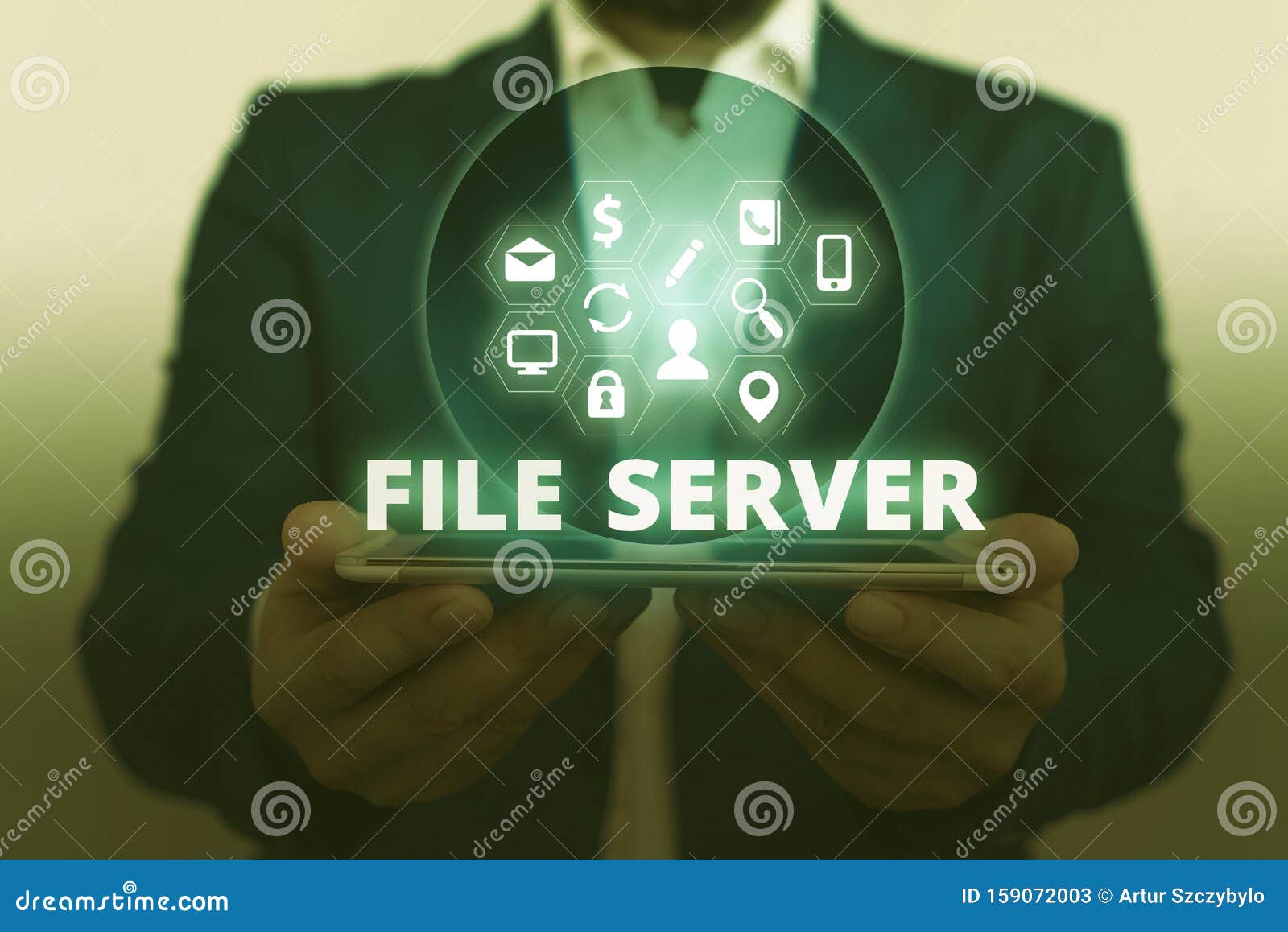 Text Sign Showing File Server. Conceptual Photo Device Which Controls Access To Separately ...