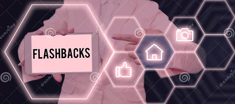 Text Caption Presenting Flashbacks. Business Approach Interruption of ...