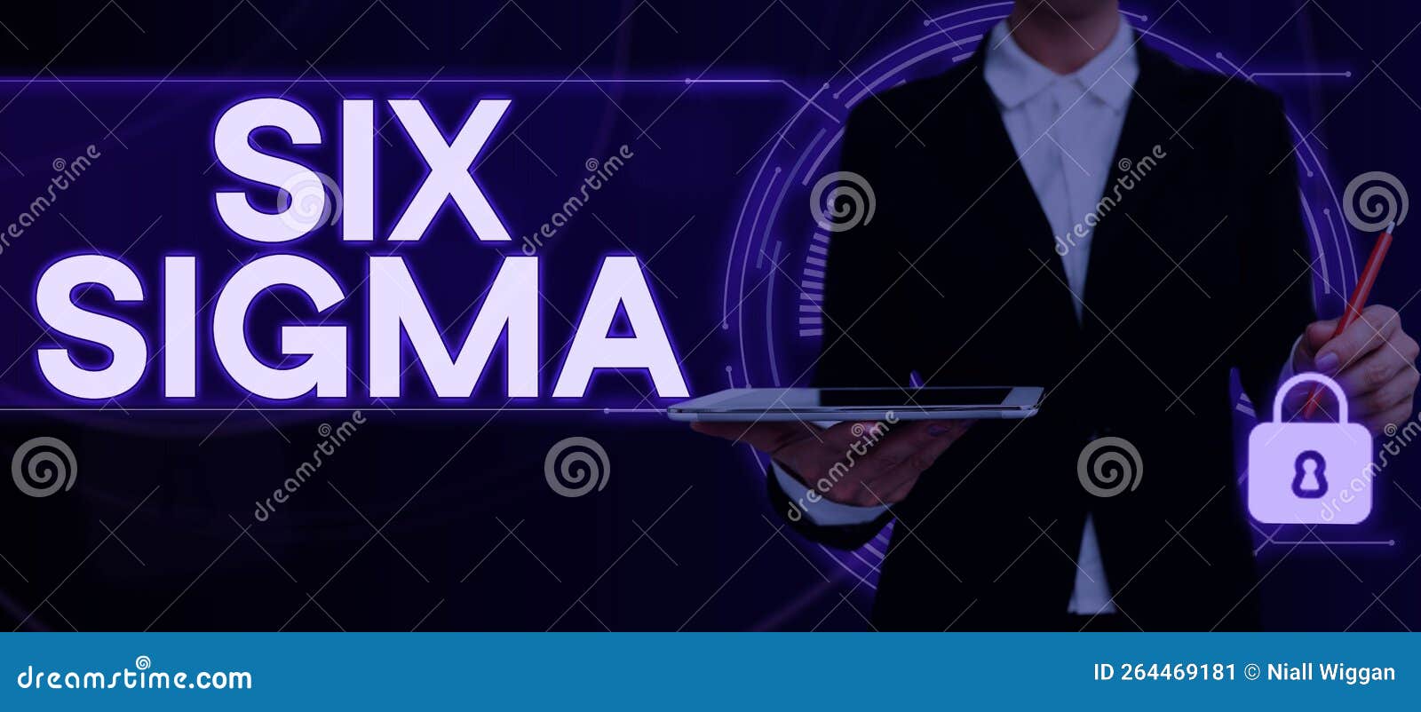 Text Sign Showing Six Sigma. Business Overview Management Techniques To ...